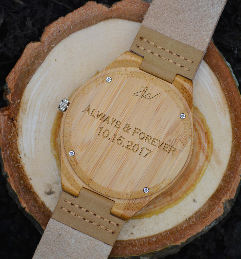 Bamboo Leather Band Watch – Zoni Wear